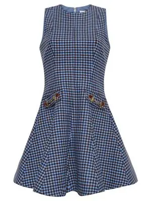 CARA CARA Cara Cara New York Scoop Neck Plaid Wool Mini Dress