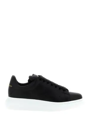 Alexander McQueen Oversize Calf Leather Sneakers With Contrasting Heel And Laminated Logo Black