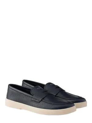 Prada Prada Leather Loafers Baltic Blue
