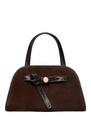 Tory Burch Romy Suede Small Bauletto Bag - Dark Cocoa