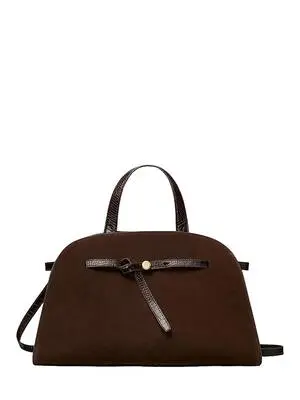 Tory Burch Romy Suede Satchel - Dark Cocoa