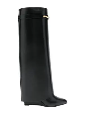Givenchy Metal Detail Knee-high Wedge Heel Pointed Toe Boots - Black