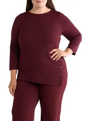 Anne Klein Asymmetrical Button Hem Top - Barolo Multi