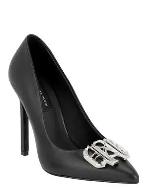 PHILIPP PLEIN PHILIPP PLEIN Nappa Leather High Heel Pumps With Gothic Monogram Detail