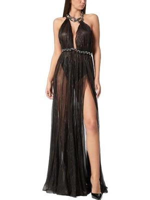 Philipp Plein Long Dress With Chain Detail - Black