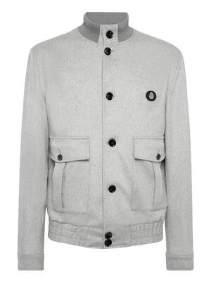 BILLIONAIRE Cashmere Wool Bomber Jacket - Grey