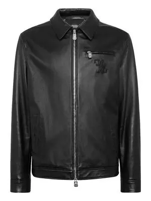 BILLIONAIRE Nappa Leather Blouson Jacket - Black