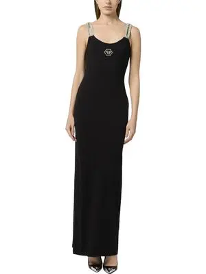 Philipp Plein Embellished Hexagon Logo Tank Dress - Black