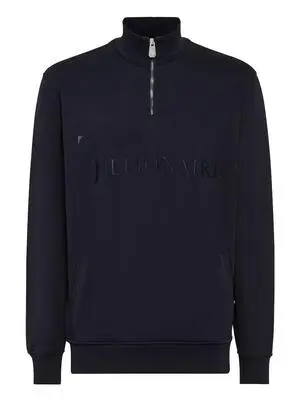 BILLIONAIRE Cotton Fleece Half-zip Track Jacket With Embroidered Logo - Navy