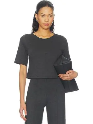 RIPLEY RADER Ponte Knit Cropped Short Sleeve Top - Charcoal