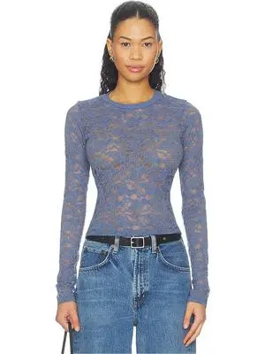 Michael Lauren Vero Long Sleeve Lace Top - Blue Lilac