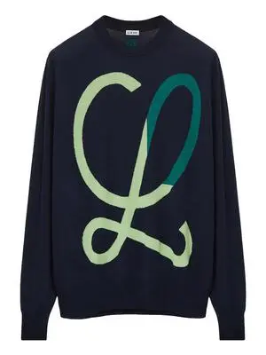 Loewe Wool Sweater With L Inlay - Black