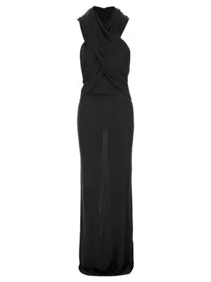 Saint Laurent Open-back Draped Hooded Maxi Dress - Black