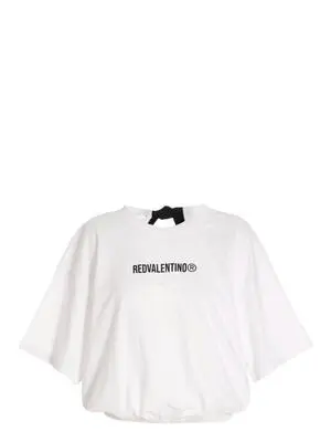 Red Valentino Red Valentino Logo T-Shirt With Bow Detail White