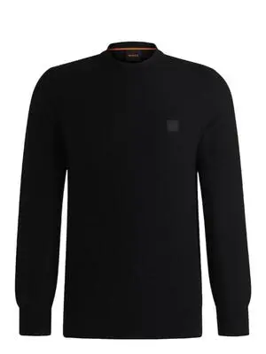 Hugo Boss Logo-patch Waffle-knit Sweater - Black