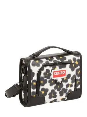Kenzo Hana Leopard Print Shoulder Bag - Black