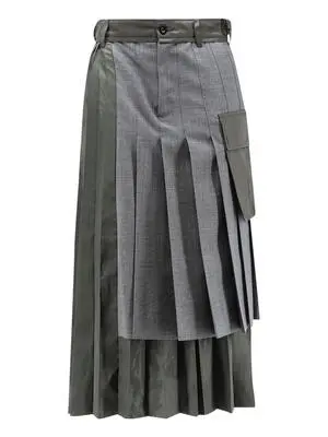 SACAI Sacai Pleated Layered Midi Skirt