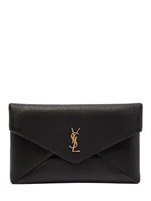 Saint Laurent Saint Laurent Envelope Large Grained Leather Pouch Black