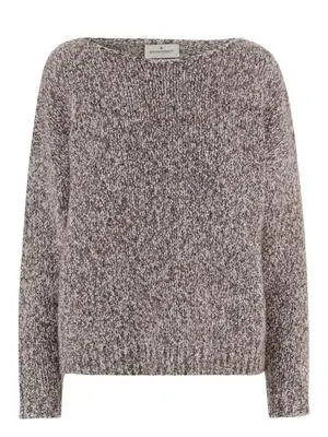 Bruno Manetti Mélange Crew Neck Knitted Sweater - Gray
