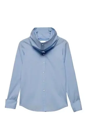 7 For All Mankind High-neck Long-sleeve Shirt - Light Blue