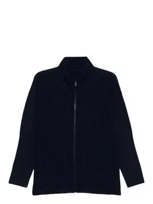 Issey Miyake Pleated Zip-up Cardigan - Navy
