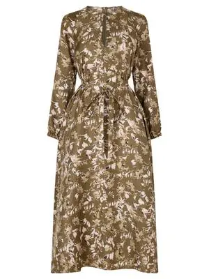 Max Mara Printed Maxi Dress - Khaki