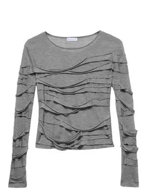 7 FOR ALL MANKIND 7 For All Mankind Long Sleeve T-Shirt With Ribbon Pleats