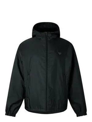 Prada Hooded Zip-up Windbreaker With Logo - Black/green