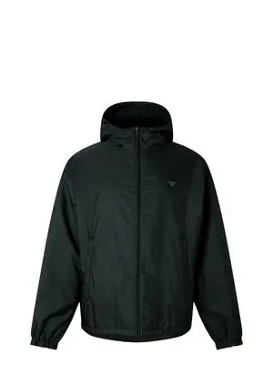 Prada Hooded Zip-up Windbreaker With Logo - Black/green