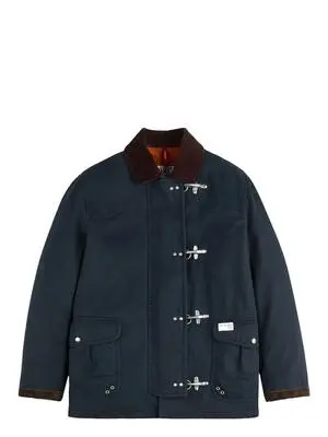 FAY 4 Ganci Coat With Corduroy Collar - Blue