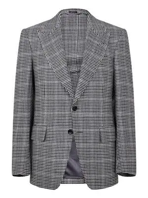 TOM FORD Houndstooth Blazer With Notch Lapels - Gray