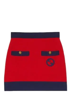 Gucci Cotton-silk Knitted Miniskirt With Double G Detail - Red