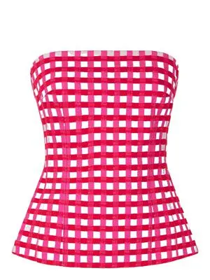 EMILIA WICKSTEAD Plaid Denim Top - Pink