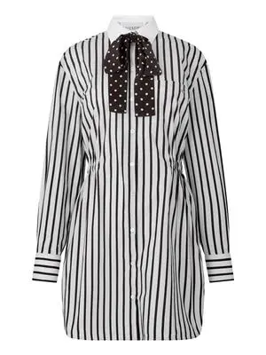 VALENTINO Valentino Vertical Stripe Shirtdress With Bow Detail