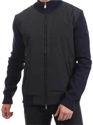 Hugo Boss Zip Up Casual Jacket With Stand Collar - Black
