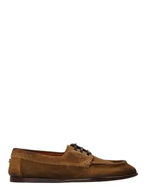 Dolce & Gabbana Suede Lace-up Boat Shoes - Brown