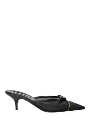 MIU MIU Miu Miu Low-Heeled Mesh Slide Sandals With Bow Detailing