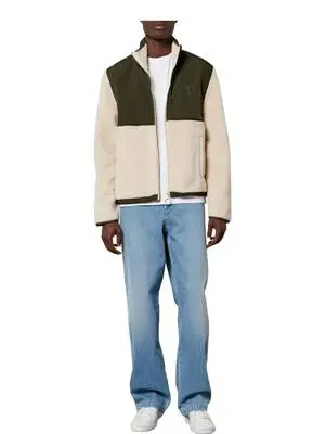 AMI Paris Color-block Stand Collar Fleece Jacket - Blue