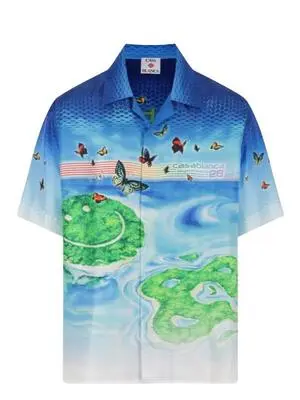 Casablanca Printed Relaxed-fit Shirt Blue
