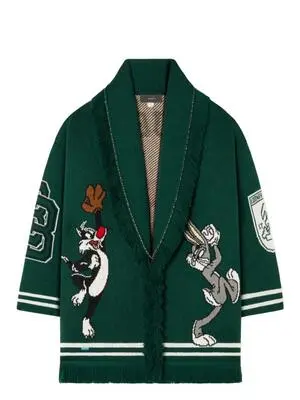 Alanui X Looney Tunes Bugs Bunny & Sylvester Wool Cardigan - Normal Cyan/multicolour