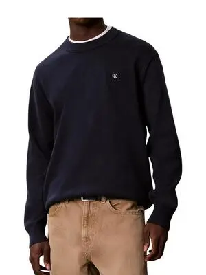 Calvin Klein Classic Cotton Monogram Crewneck Jumper - Dark Blue