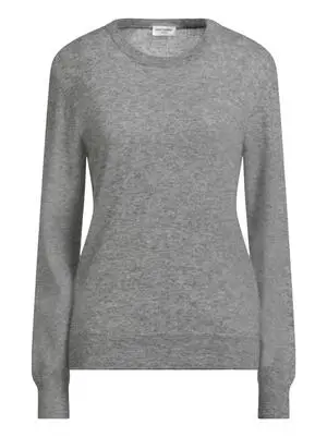 Saint Laurent Lightweight Knit Longsleeve Crewneck Top - Grey