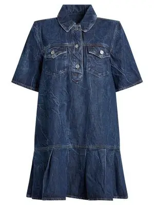 GANNI Ganni Denim Short Sleeve Shirt Dress