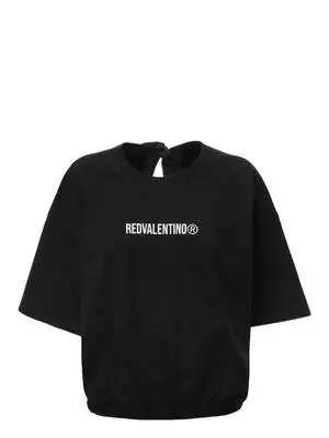 Red Valentino Red Valentino Logo T-Shirt With Round Neck And Open Back Black
