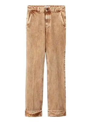 Miu Miu Acid Wash Logo Jeans - Cognac