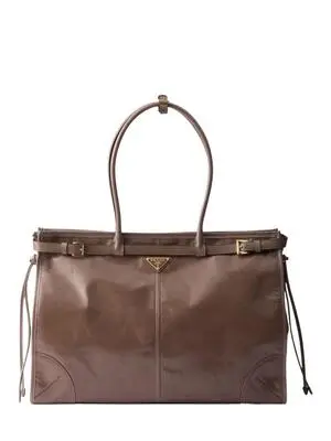 Prada Bonnie Extra-large Leather Handbag - Clay