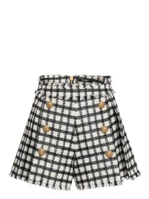 BALMAIN Balmain Checked Tweed Shorts With Button Detailing