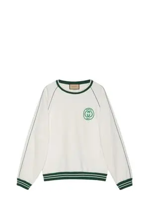Gucci Logo Embroidered Cotton Sweatshirt - White