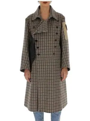 MAISON MARGIELA Double Breasted Checked Wool Coat - Black