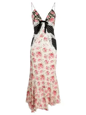 Alessandra Rich Printed Midi Dress With Bow Detail - Multicolor